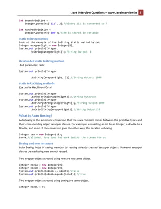 Core java interview questions | PDF | Programming Languages | Computing