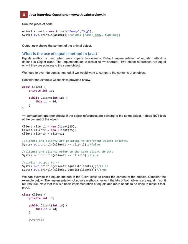 Core java interview questions | PDF | Programming Languages | Computing
