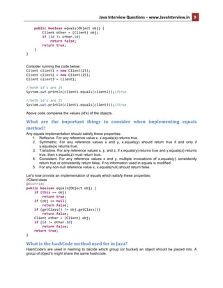 Core java interview questions | PDF | Programming Languages | Computing
