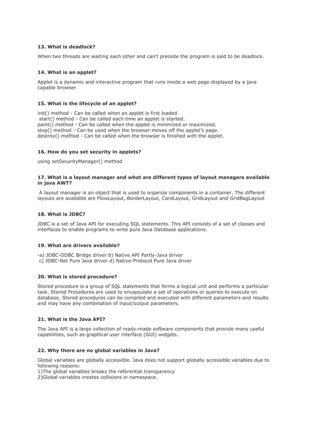 Core Java Interview Questions Pdf