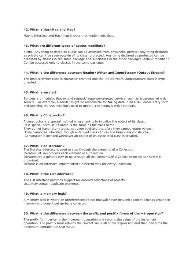 Core java interview questions | PDF