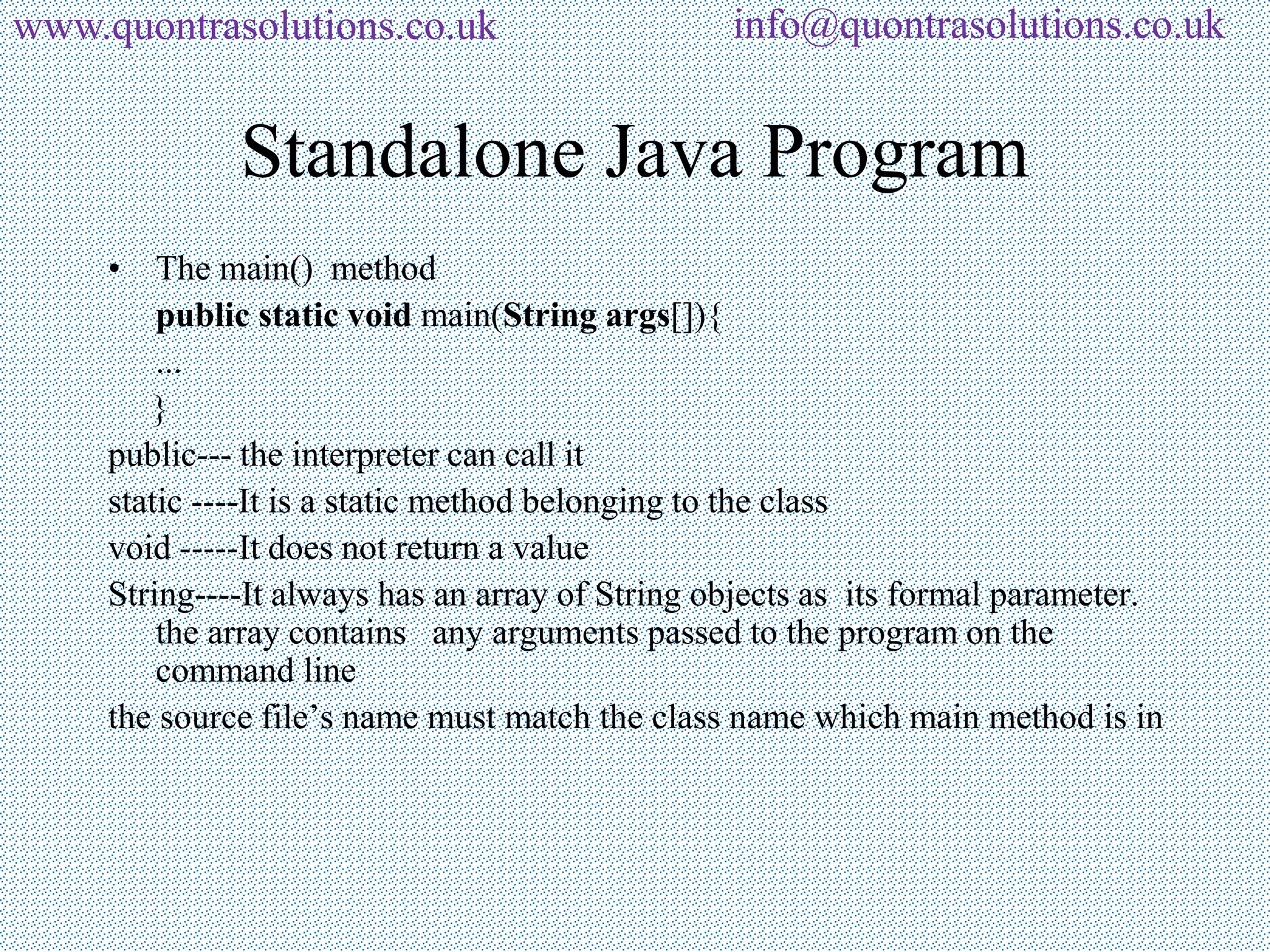 Core java over view basics introduction by quontra solutions | PPT