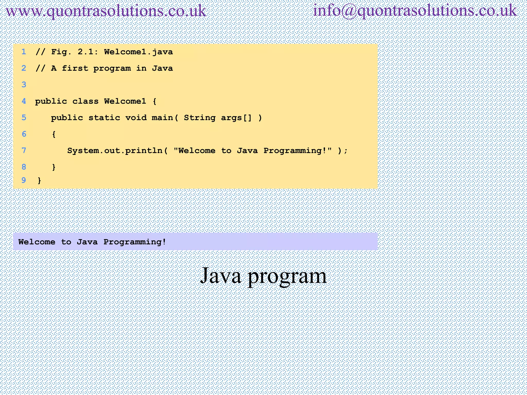 Core Java Over View Basics Introduction By Quontra Solutions Ppt