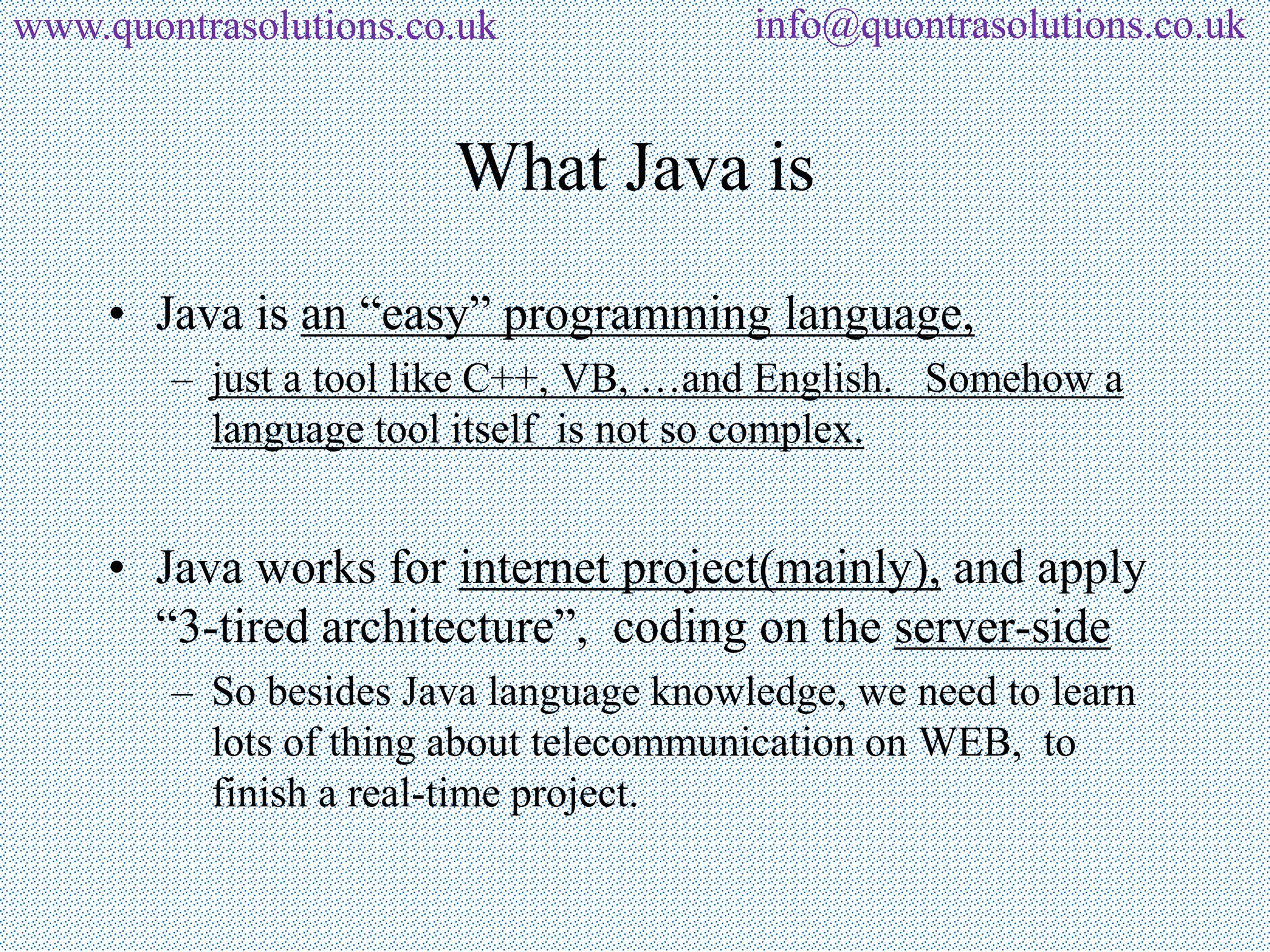 Core Java Over View Basics Introduction By Quontra Solutions Ppt