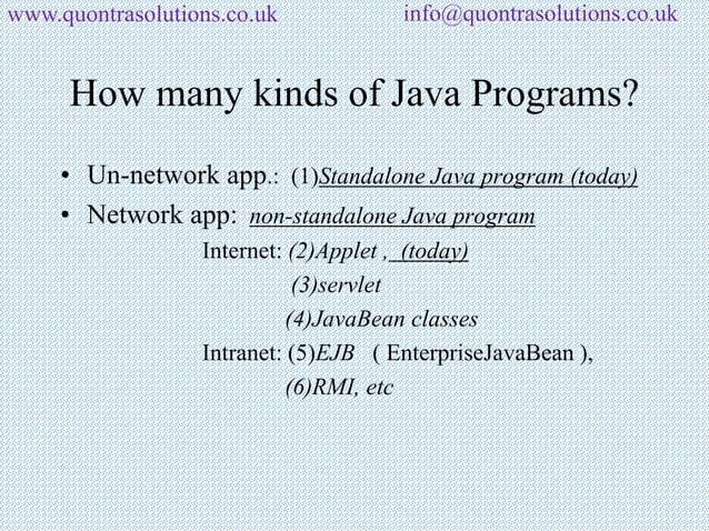 Core Java Over View Basics Introduction By Quontra Solutions Ppt