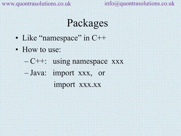 Core Java Over View Basics Introduction By Quontra Solutions Ppt