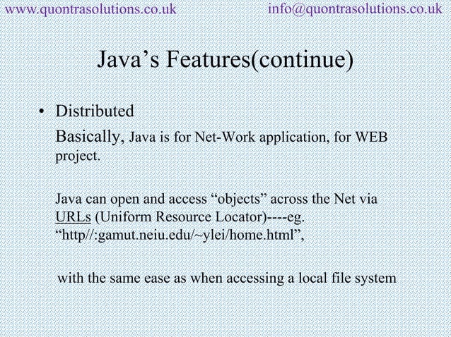 Core Java Over View Basics Introduction By Quontra Solutions Ppt