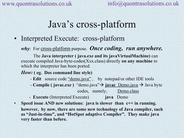 Core Java Over View Basics Introduction By Quontra Solutions Ppt