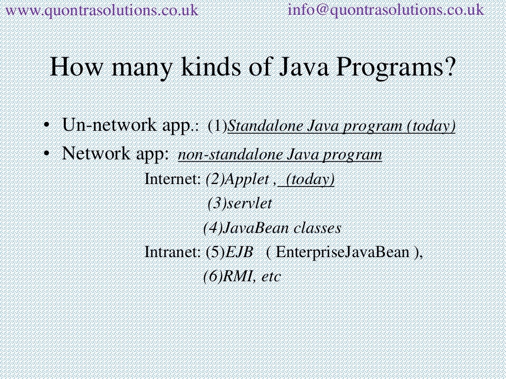 Core java over view basics introduction by quontra solutions