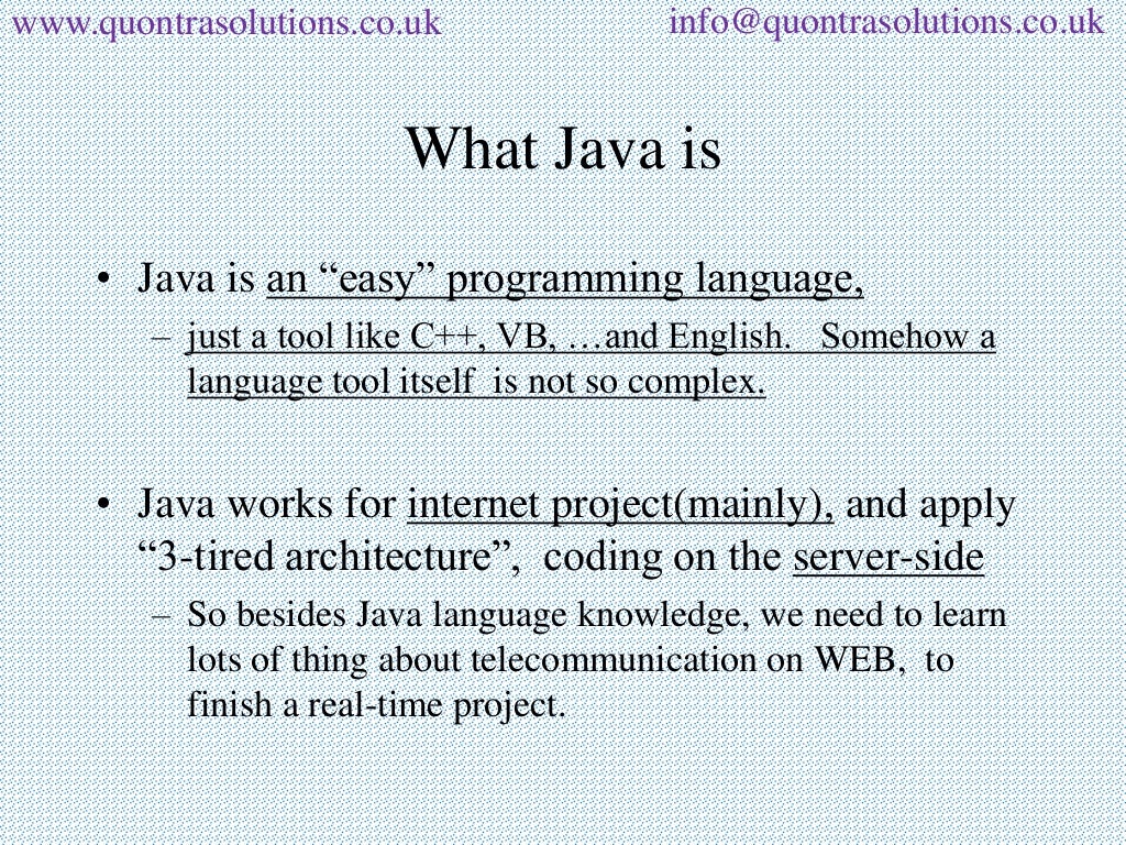 Core java over view basics introduction by quontra solutions