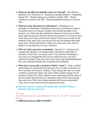 Core java questions | DOC | Programming Languages | Computing