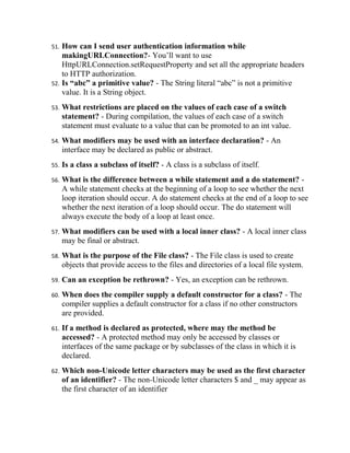 Core java questions | DOC