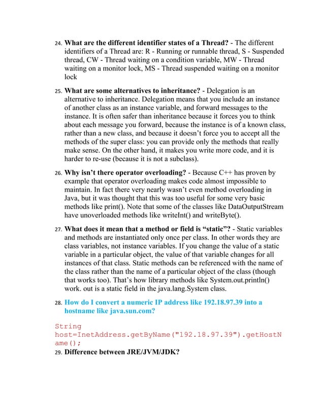 Core java questions | PDF