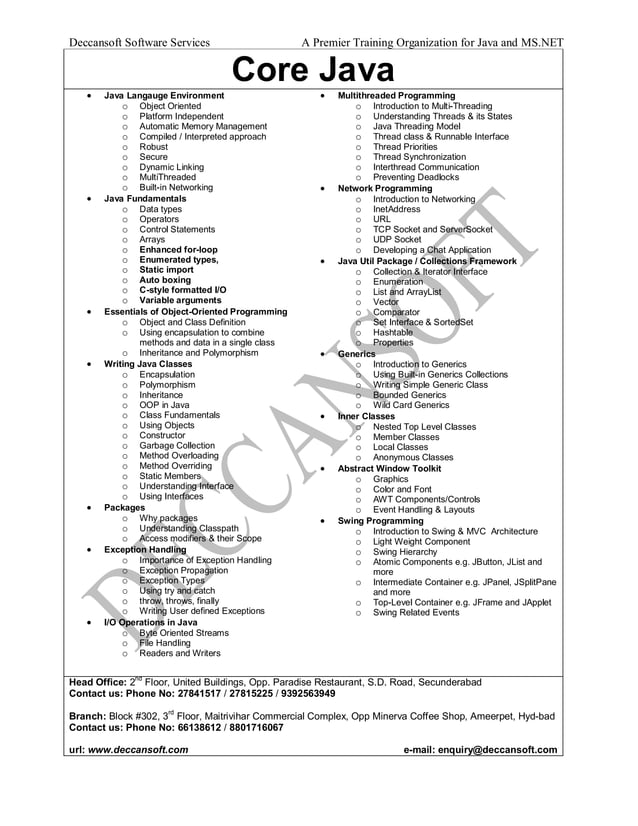 Core Java Training Pdf