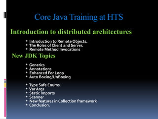 Core java Classroom training at HarshithaTechnologies | PPT