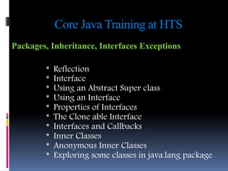 Core java Classroom training at HarshithaTechnologies | PPT