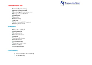 Core java training - Trainmesofttech | PPT