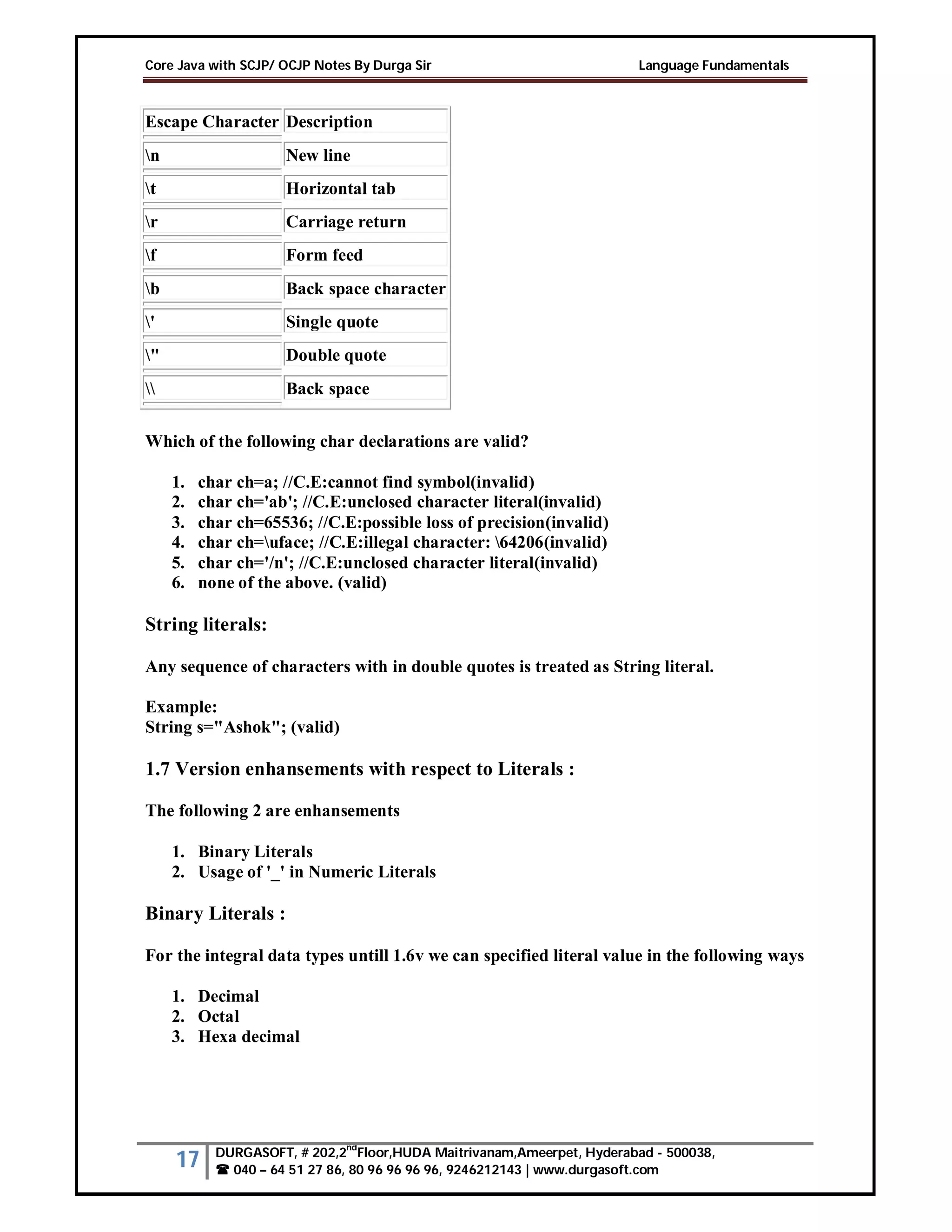 Core Java With Scjp Ocjp Notes By Durga Pdf