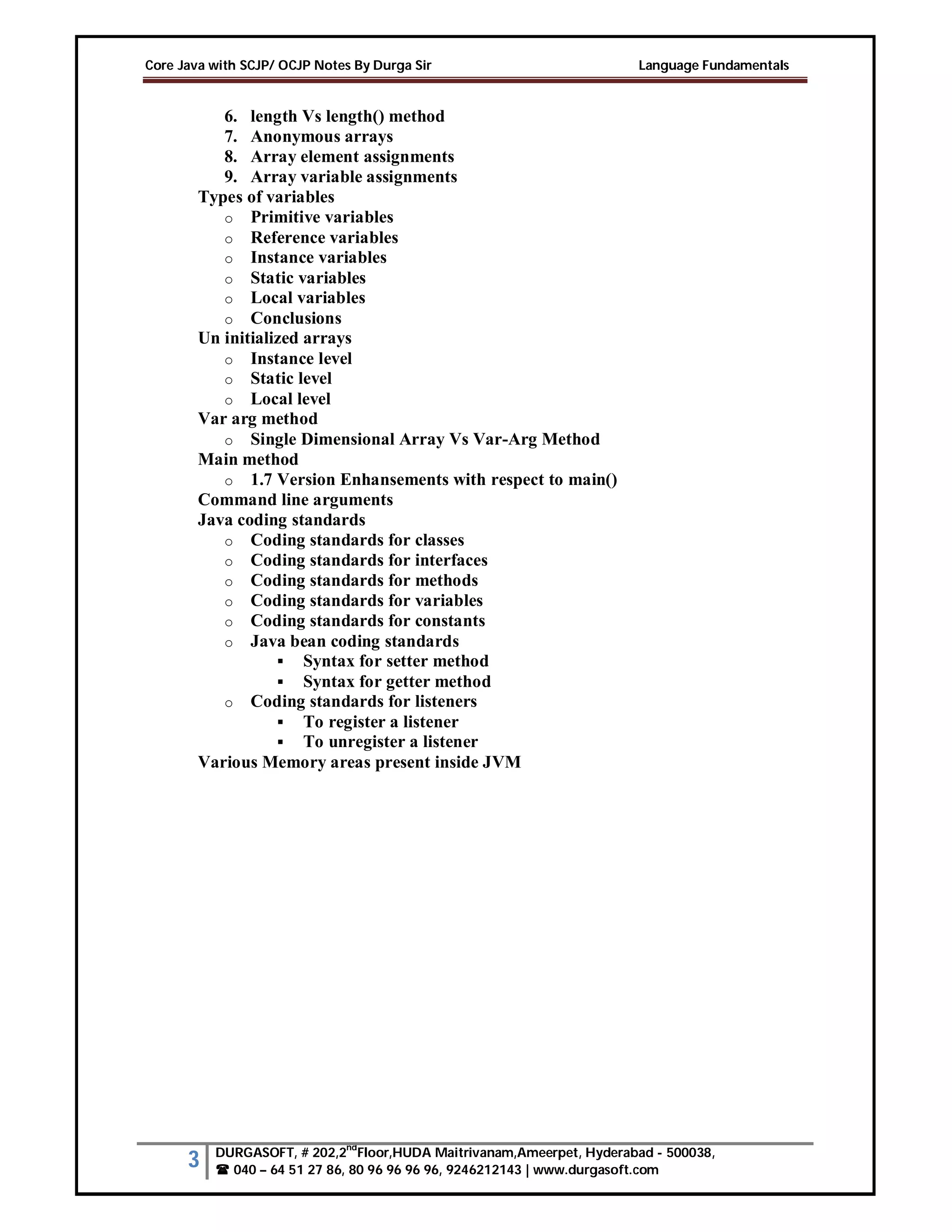 Core Java With Scjp Ocjp Notes By Durga Pdf