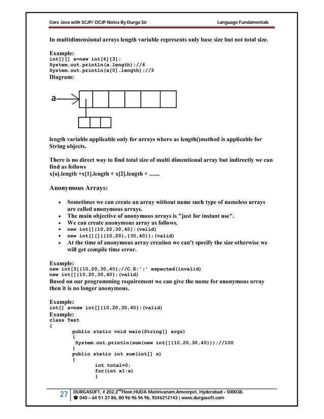 Core Java With Scjp Ocjp Notes By Durga Pdf
