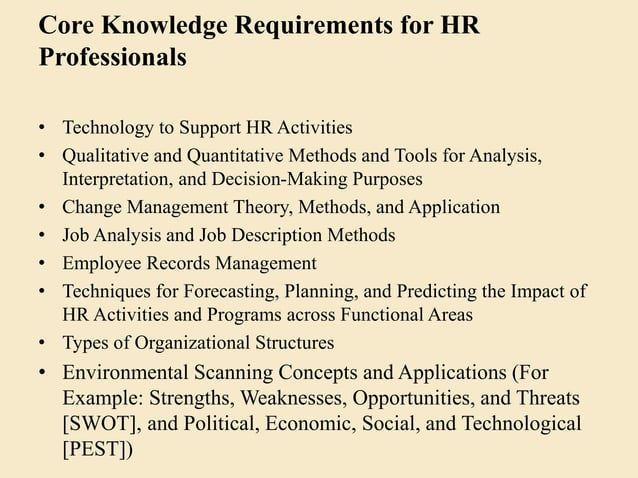 Core knowledge for phr / sphr | PPTX | Human Resources | Business
