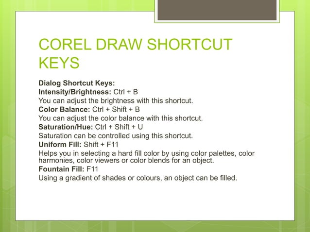 Corel draw shortcut keys | PPT