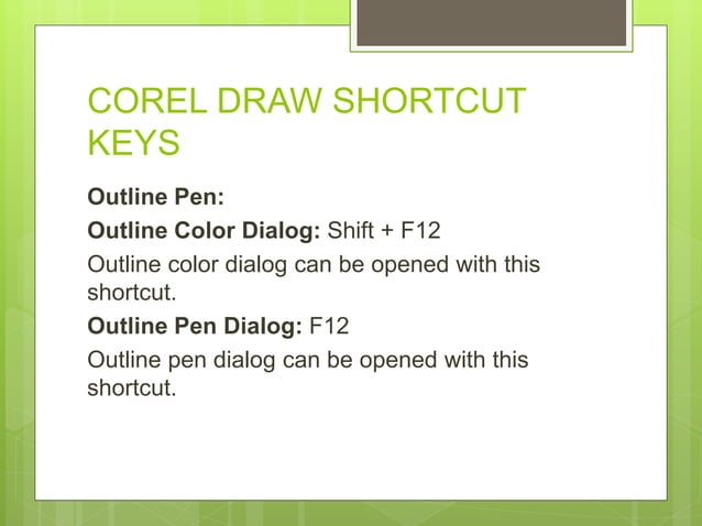 Corel draw shortcut keys | PPT