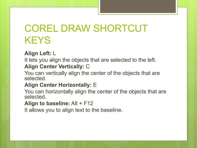 Corel draw shortcut keys | PPT