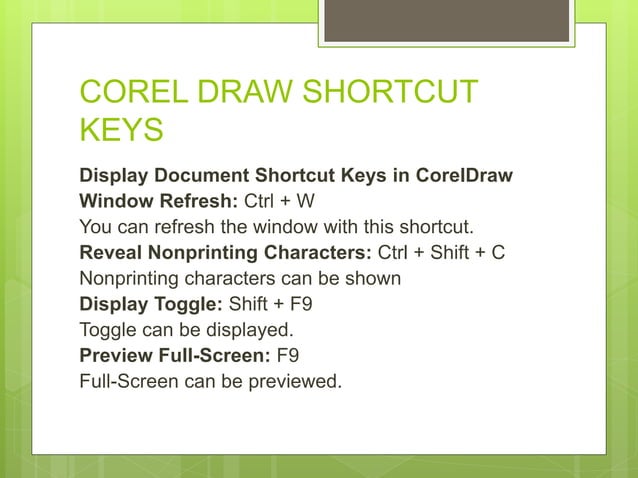 Corel draw shortcut keys | PPT