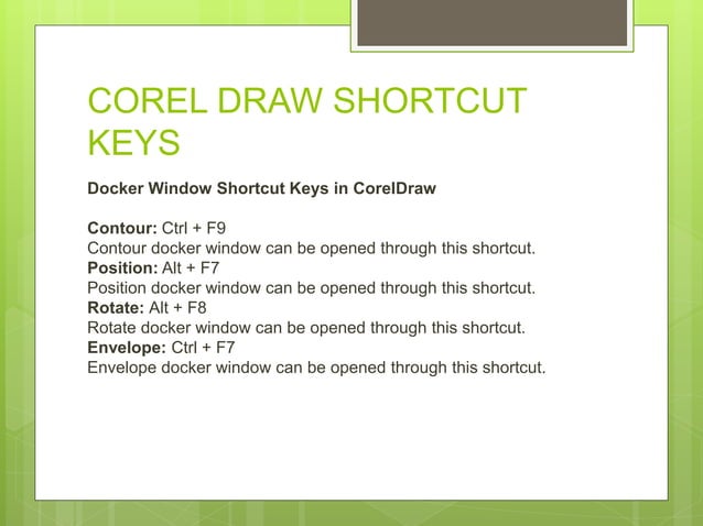 Corel draw shortcut keys | PPT