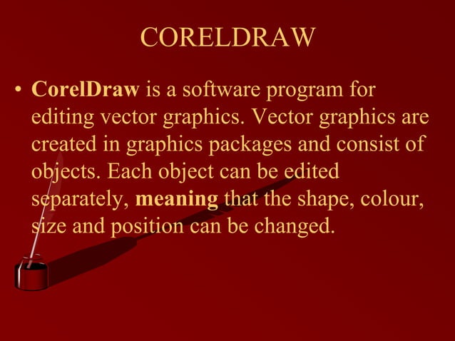Corel draw tools | PPTX | 3-D Graphics | Computer Software and Applications