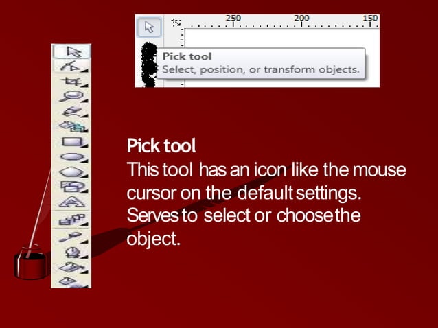 Corel draw tools | PPTX | 3-D Graphics | Computer Software and Applications