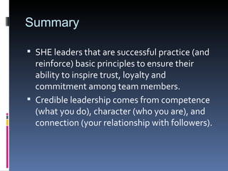 Core Leadership Skills For The SHE Professional | PPT