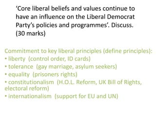 Core liberal beliefs and values continue to influence lib dems (30) | PPT