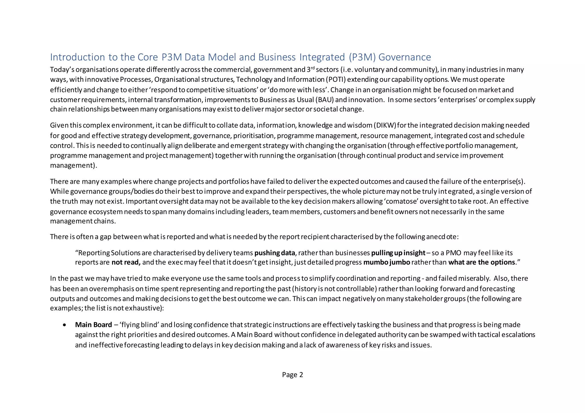 Introduction to the Core P3M Data Model and Business Integrated (P3M ...