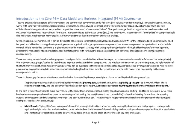 Introduction to the Core P3M Data Model and Business Integrated (P3M ...