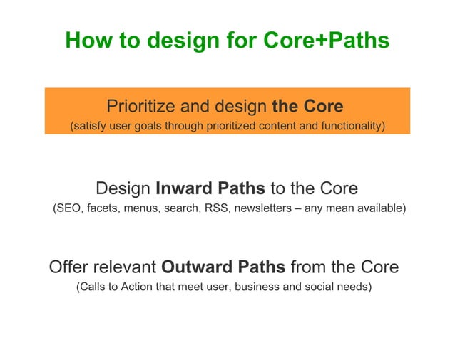 Core+Paths: A Design Framework for Findability, Prioritization and ...