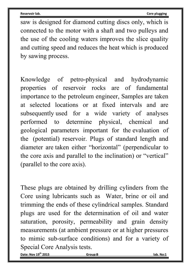 Core plugging | PDF | Geology | Science