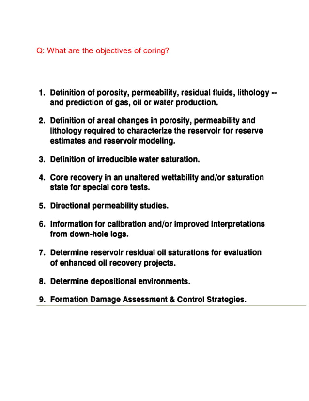 Core plugging test | DOCX