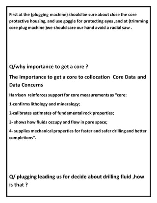 Core plugging test | DOCX