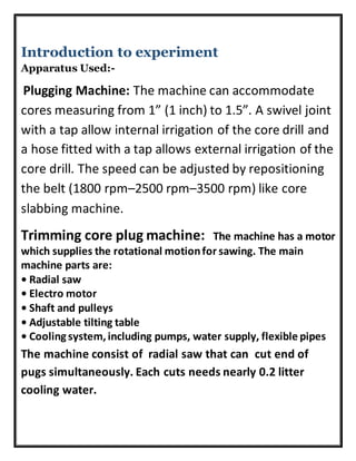 Core plugging test | DOCX