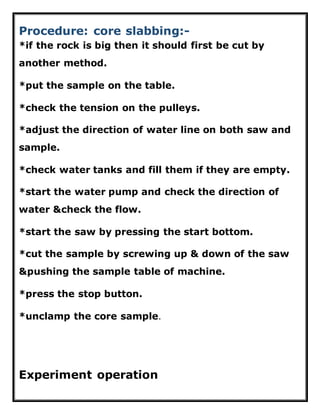 Core plugging test | DOCX