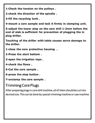 Core plugging test | DOCX