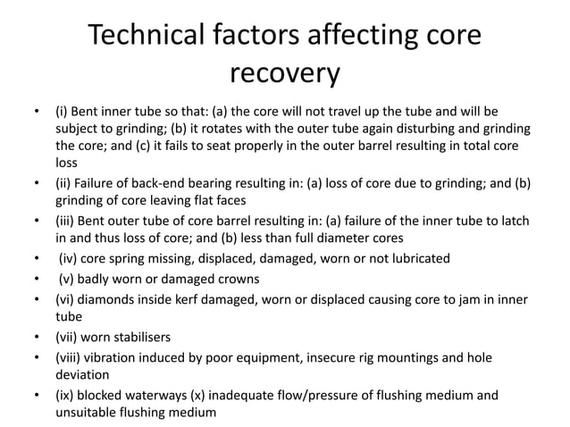 Core recovery | PPTX | Geology | Science