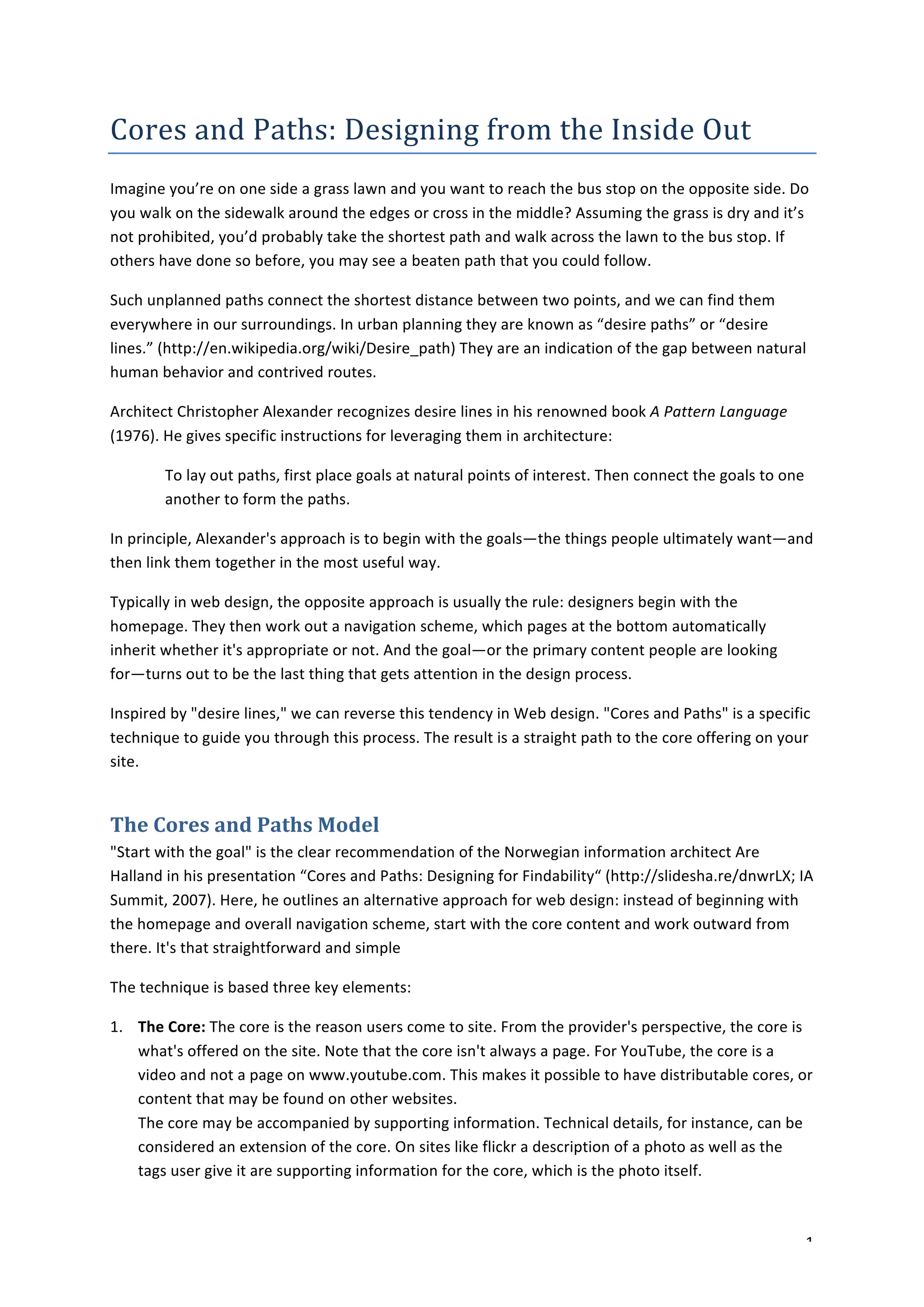 Cores and Paths - designing a website | PDF