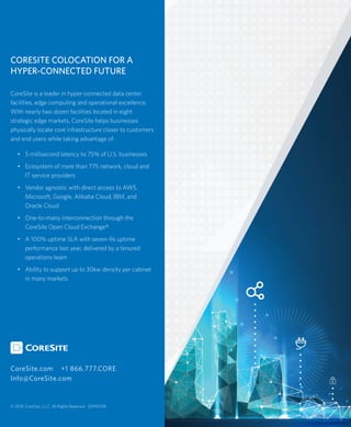 A Connected Future Starts Inside CoreSite's Data Centers | PDF
