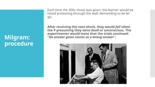 milgram study as level psychology core study (social approach) | PPTX