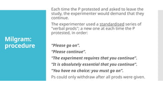 milgram study as level psychology core study (social approach) | PPTX