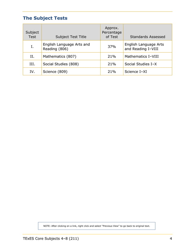 Core subjects 4_8_211 | PDF | Standardized Testing | Educational Assessment