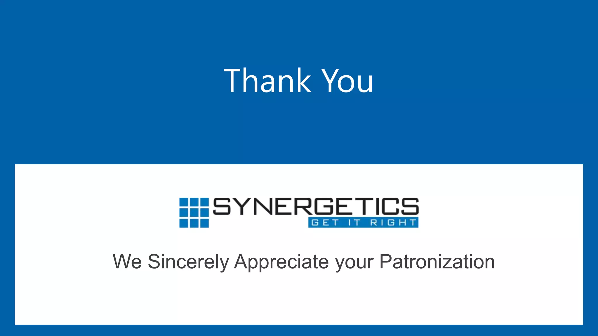 Synergetics India Corporate Presentation | PPT